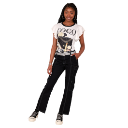 "Davida" 20" Ruffle Short Sleeve Graphic T-Shirt