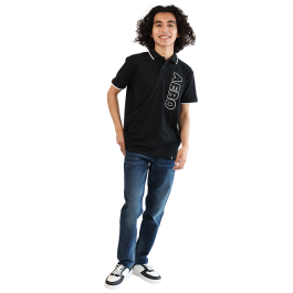 "Aero" Short Sleeve Black Vertical Screen Polo