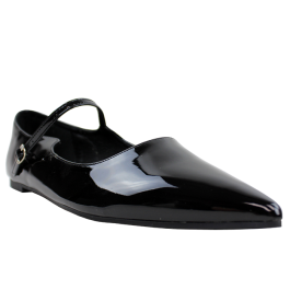 "Unilady" Patent 1/4" Heeled Pointed-Toe Strap Flats