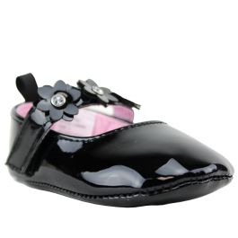 "Josmo" Black Patent Pleather Floral Ballet Flats